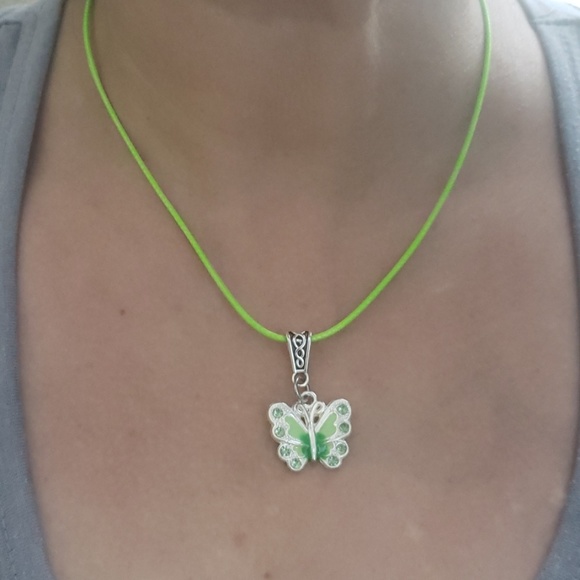 Handmade | Jewelry | Green Butterfly Charm Necklace | Poshmark